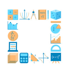 Cartoon math word with symbols Royalty Free Vector Image