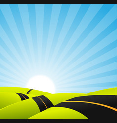 Spring landscape background with path Royalty Free Vector