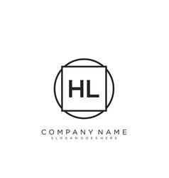 Hl initial handwriting logo with rectangle Vector Image