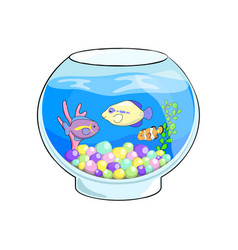 Fish tank cartoon cute sea Royalty Free Vector Image