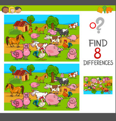 Find differences with cows farm animal characters Vector Image