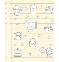 Paper love hand draw of doodles Royalty Free Vector Image