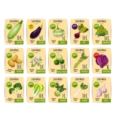 Vegetable food on card or sale tag labels Vector Image