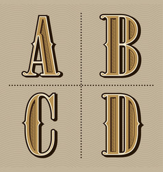 Alphabet western letters vintage design q r s Vector Image