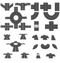 Set of different road sections with a circular Vector Image