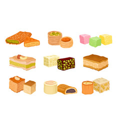 Pink turkish delight on white Royalty Free Vector Image