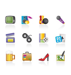 Leisure activity and objects icons Royalty Free Vector Image