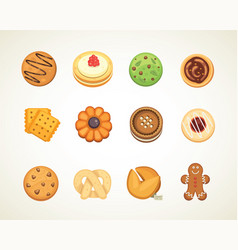 Different cookie cakes top view sweet food Vector Image