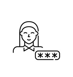 Smiling female user and passwords symbols pixel Vector Image
