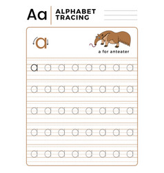 Letter a alphabet tracing book with example and Vector Image