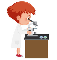 A read headed boy using microscope Royalty Free Vector Image