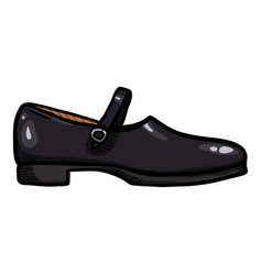 Women clasp shoes black leather Royalty Free Vector Image