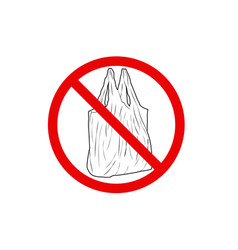 No plastic bags forbidden sign Royalty Free Vector Image