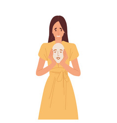 Sad offended woman sulking and expressing angry Vector Image