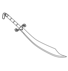 Scimitar sword outline Royalty Free Vector Image