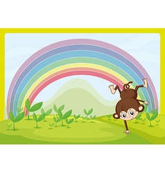 Crazy dancing monkey and sign color Royalty Free Vector