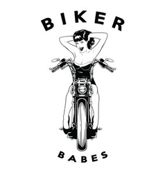 Vintage pin up girl on motorcycle Royalty Free Vector Image