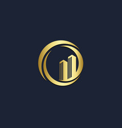 Building architect business gold logo Royalty Free Vector