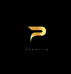 Gold letter p logo p letter design Royalty Free Vector Image