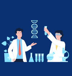 Dna modification science laboratory cartoon Vector Image