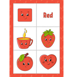 Learning colors flashcard for kids cute cartoon Vector Image