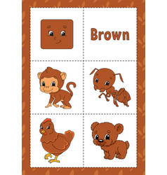 Learning colors flashcard for kids cute cartoon Vector Image