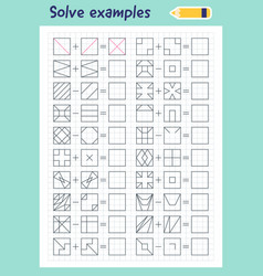 Logic exercises for children solve examples math Vector Image