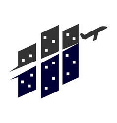 Airplane fly out logo plane taking off stylized Vector Image