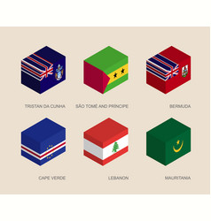 Isometric 3d boxes with flags Royalty Free Vector Image