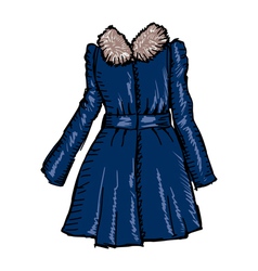 Womens brown winter coat with fur collar Vector Image