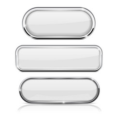 White oval buttons with chrome frame Royalty Free Vector