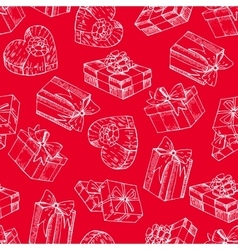 Seamless Pattern with Candy Stick and Gift Box Vector Image