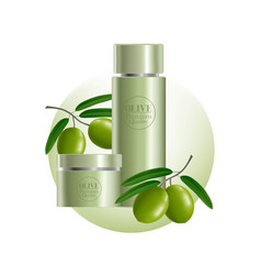 Olive oil cream realistic cosmetics Royalty Free Vector