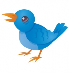 Cartoon blue bird singing on white background Vector Image