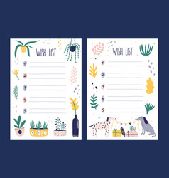 Set wish list templates decorated by Royalty Free Vector