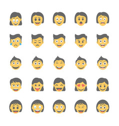 Emoji emoticons symbols icons set Royalty Free Vector Image