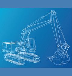 Excavator wire-frame eps10 format Royalty Free Vector Image