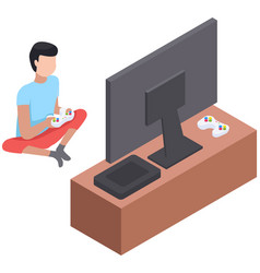 Man playing computer game Royalty Free Vector Image