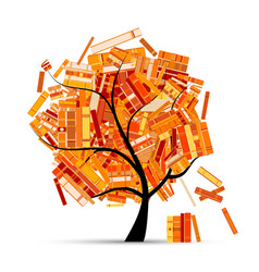 Books library on tree branches for your design Vector Image