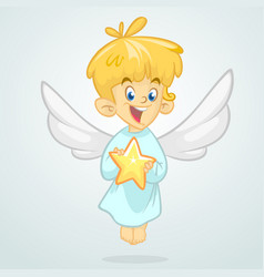 Cute happy christmas angel character Royalty Free Vector