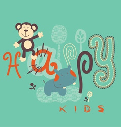 Monkey and hippo Royalty Free Vector Image - VectorStock