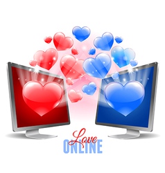 Colorful computer screen in love kawaii cartoon Vector Image