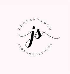 Js initial handwriting logo with circle template Vector Image