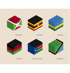 Isometric 3d boxes with flags Royalty Free Vector Image