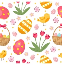 Cute easter seamless pattern spring repeating Vector Image