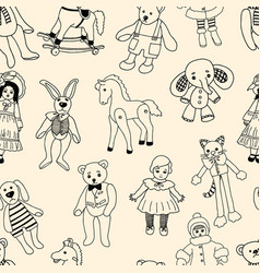 Pattern various old toys Royalty Free Vector Image