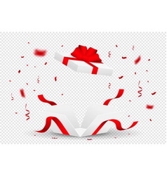 Box exploision blast open red gift Royalty Free Vector Image
