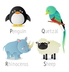 Alphabet with animals from p to s set 2 Royalty Free Vector