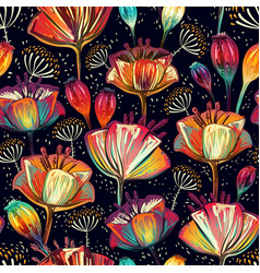 Colorful floral seamless pattern plants ornament Vector Image