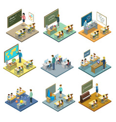 School education isometric 3d set Royalty Free Vector Image